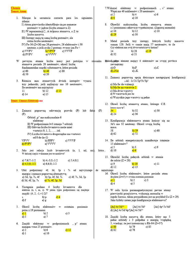 Chemia Chmura Elektronowa Poniedziałek | PDF