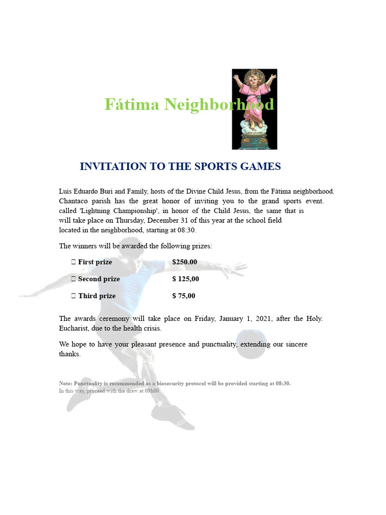 Format of Invitation To Sports Event | PDF