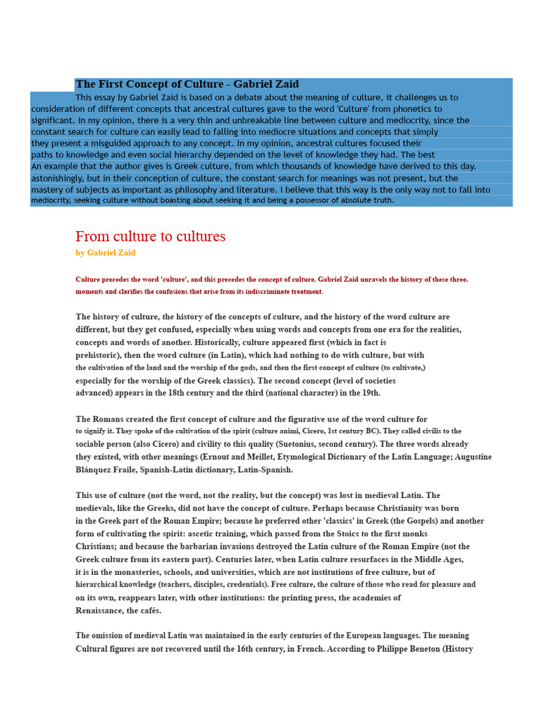 The First Concept of Culture | PDF | Classics | Latin