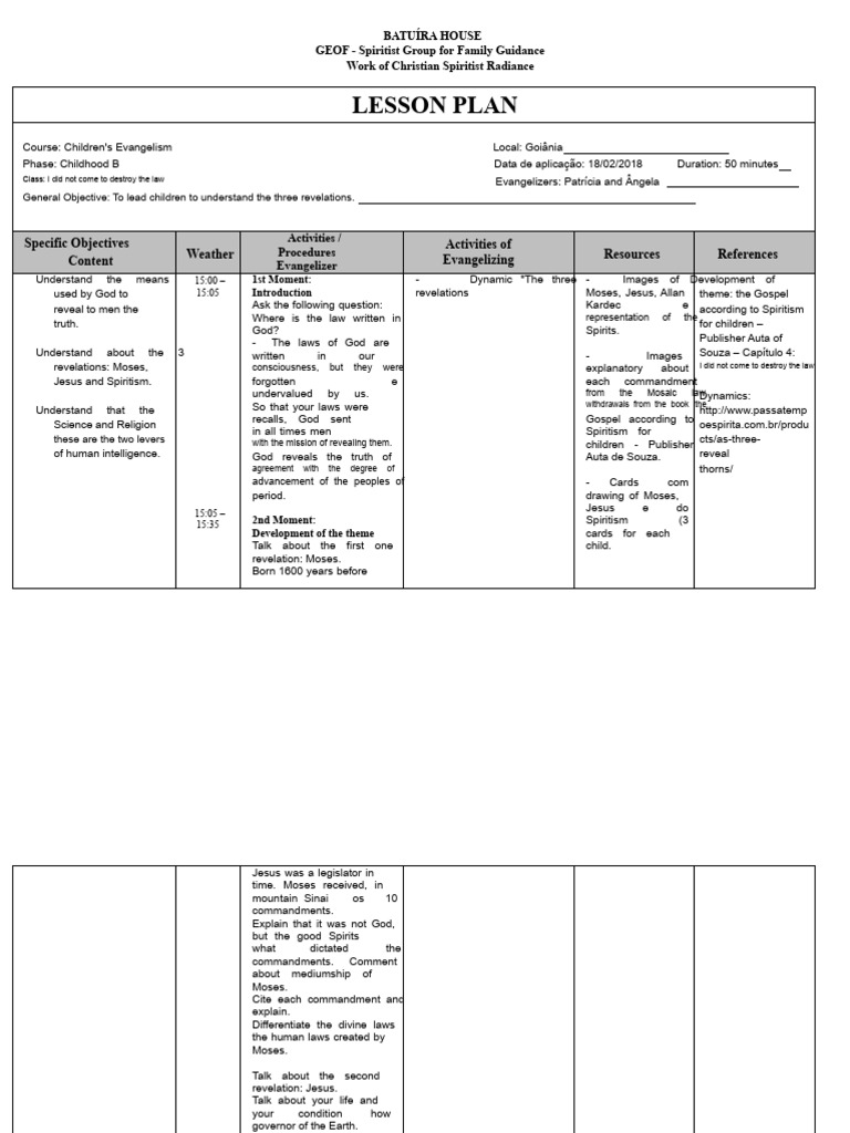 LESSON PLAN - I Did Not Come To Destroy The Law - Childhood B | PDF ...