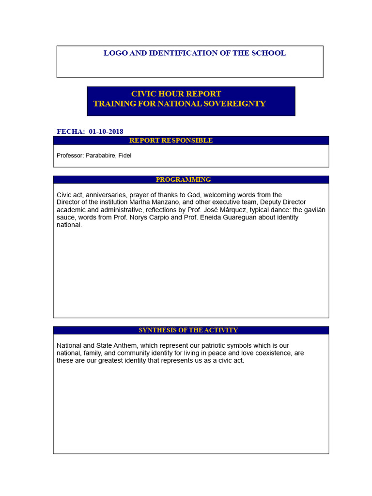 Civic Hour Report Format | PDF