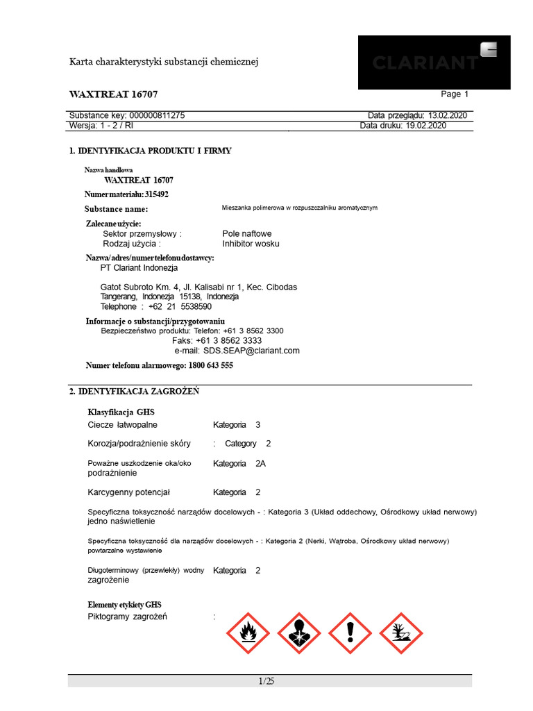 SDS - Waxtreat 16707-PL | PDF