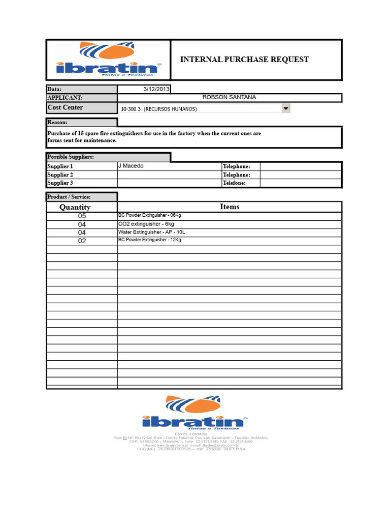 Internal Purchase Request | PDF | Economies | Business