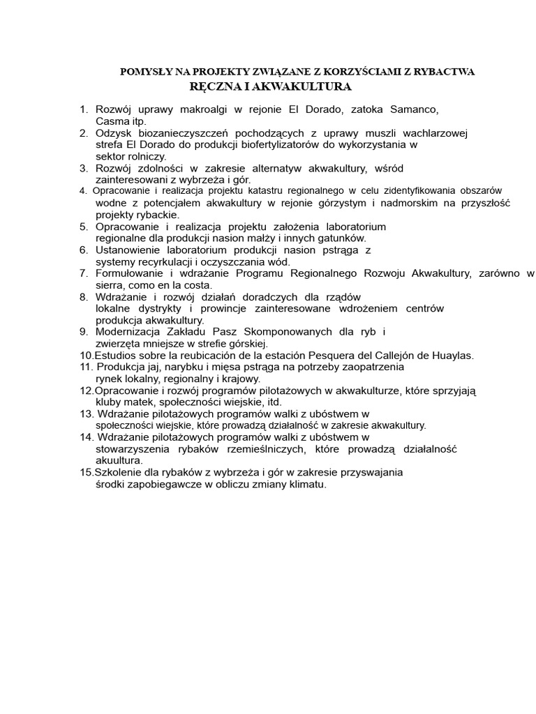Pomysły Na Projekt Dotyczący Rybołówstwa Rzemieślniczego I Akwakultury ...