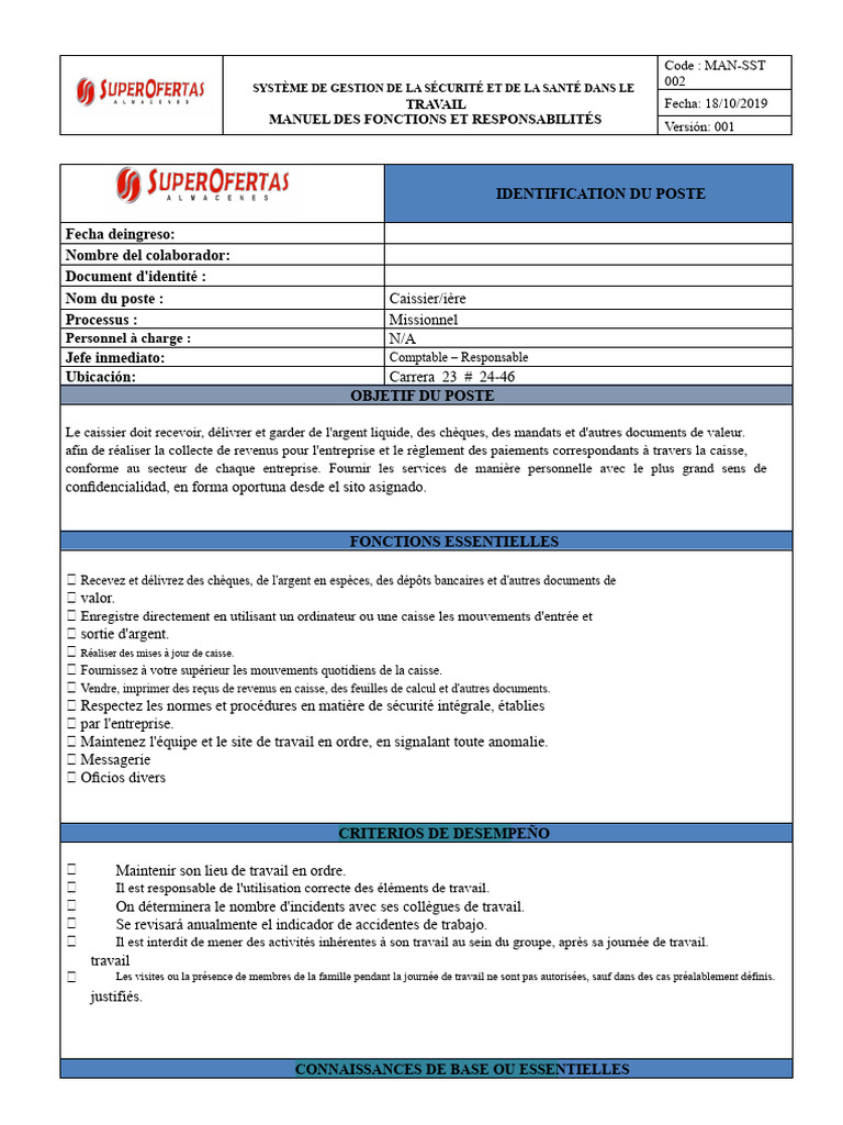 Manuel des fonctions du caissier en entreprise | PDF | Caissier | Business