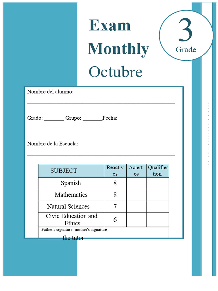 3rd Grade - Monthly Exam October | PDF | Bees