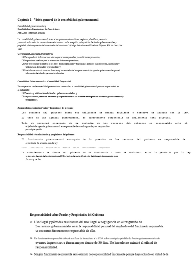 Capítulo 1: Visión General de La Contabilidad Gubernamental | PDF ...