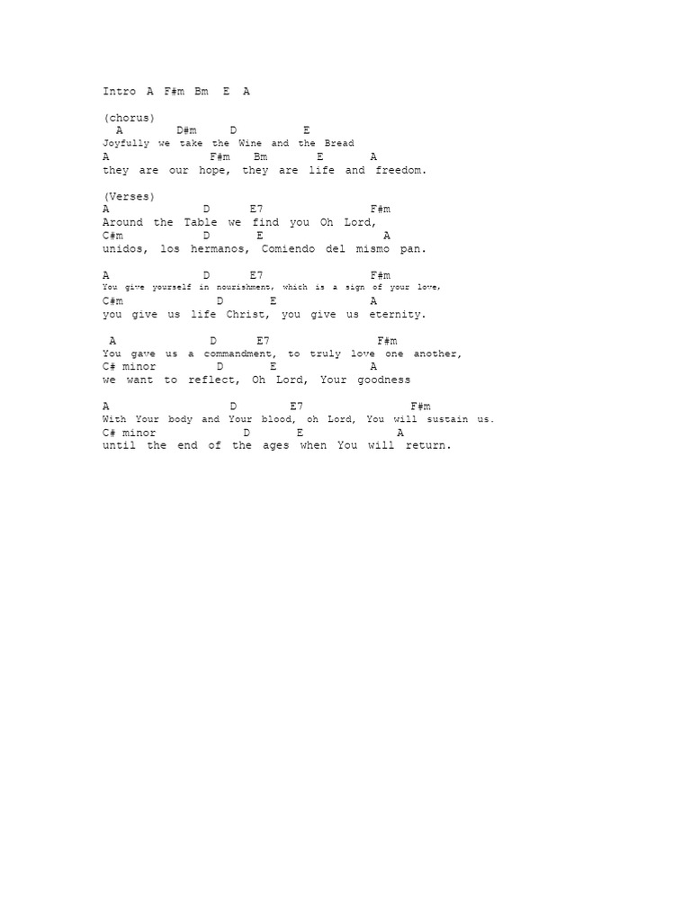 Communion Song Lyrics and Chords | PDF