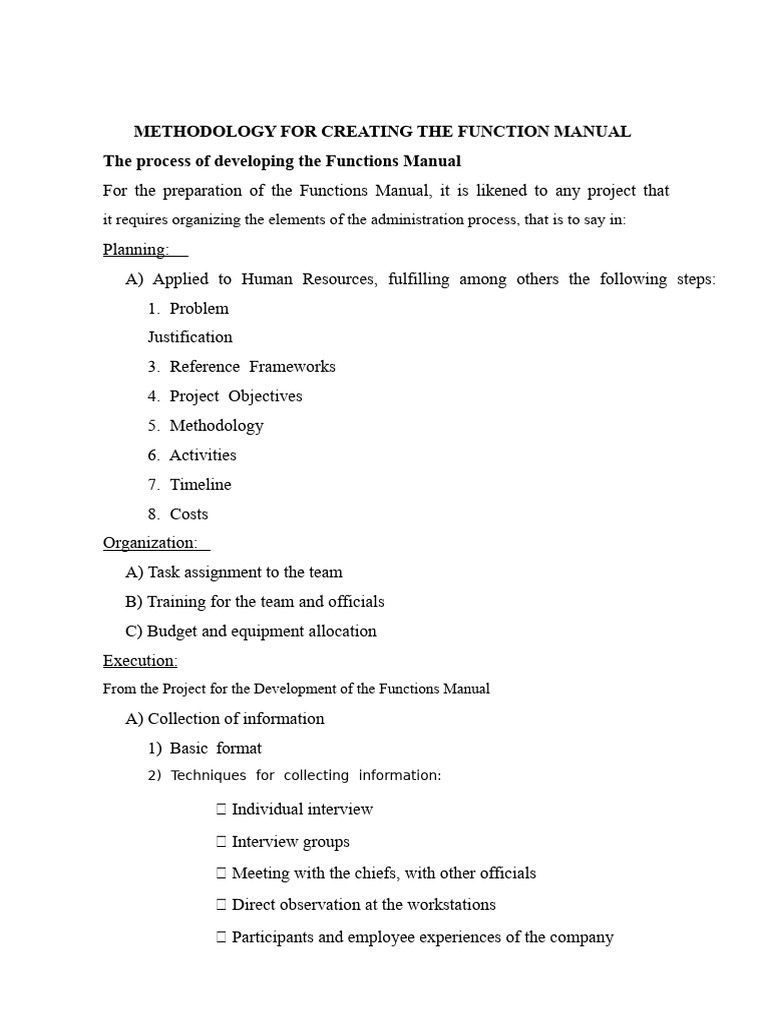 Methodology For Developing The Functions Manual | PDF | Methodology ...