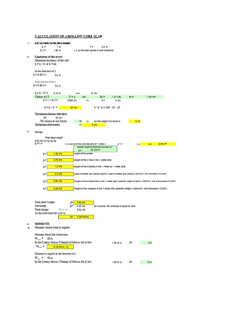 Hollow Core Slab Calculation Guide | PDF | Concrete | Civil Engineering