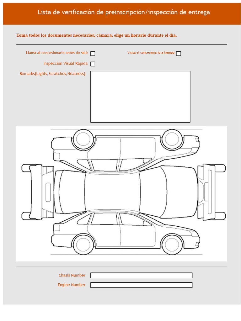 Inspección de PDI Del Coche Nuevo | PDF | Carros deportivos | Vehículo ...
