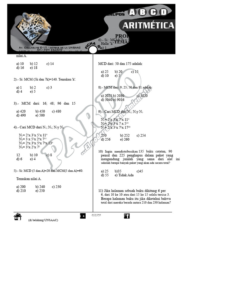 MCD dan MCM: Soal dan Penyelesaian Matematis | PDF