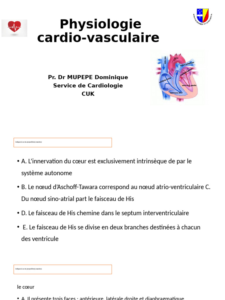Physiologie Cardio-Vasculaire : Concepts Clés | PDF | Ventricule ...