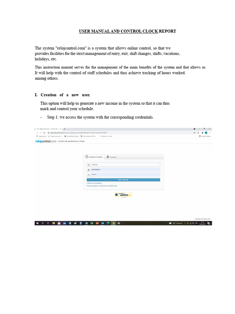 User Manual and Report Time Clock | PDF | Computing
