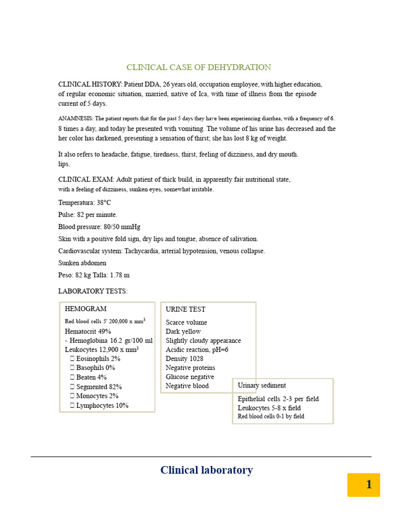 Clinical Case of Dehydration | PDF | Dehydration | Urine