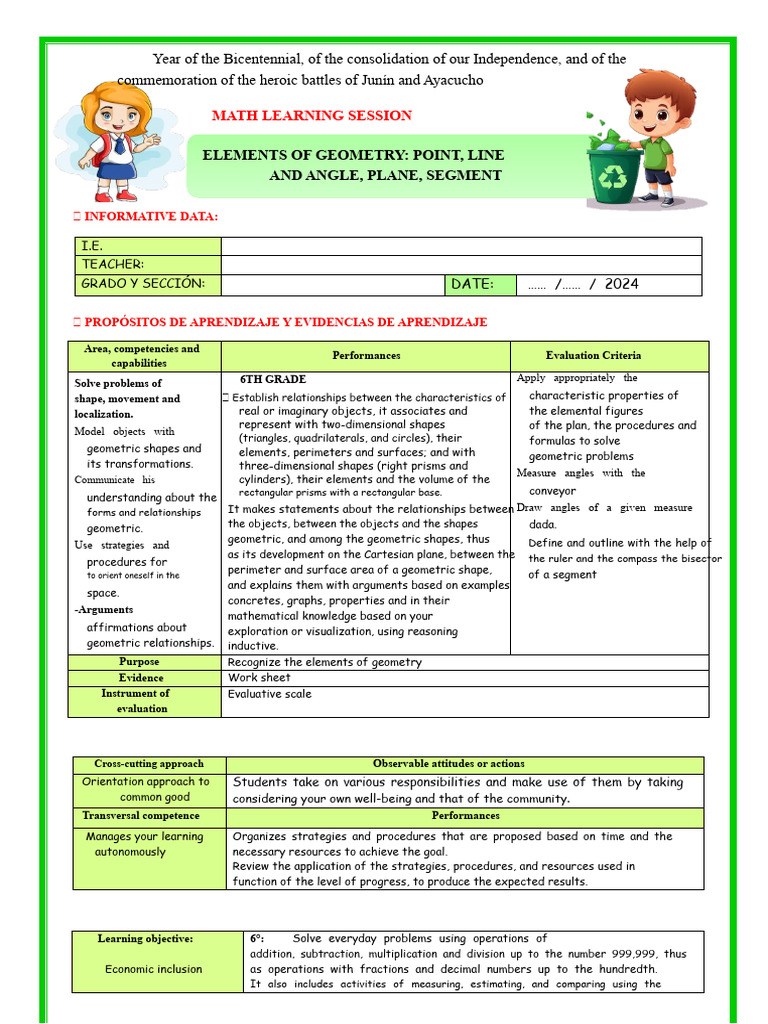 Geometry Learning Session for 6th Grade | PDF | Geometry | Shape