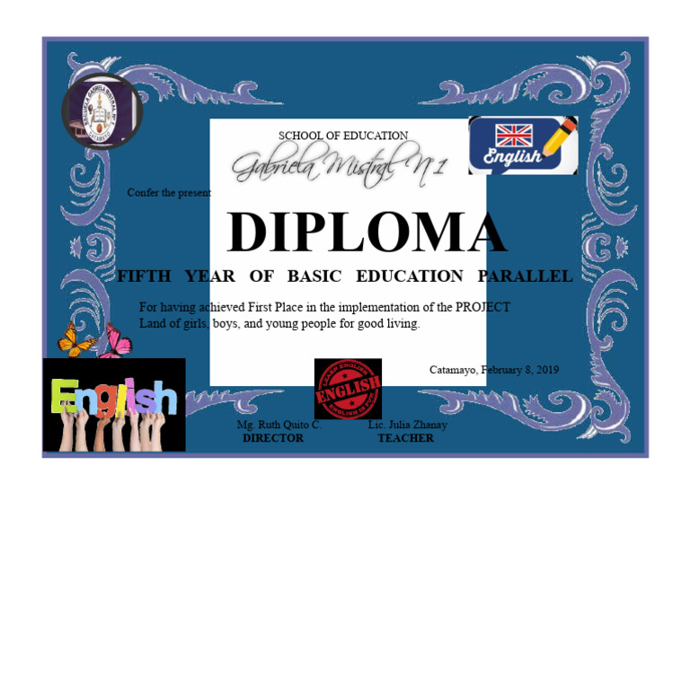 Diploma for First Place in Education Project | PDF