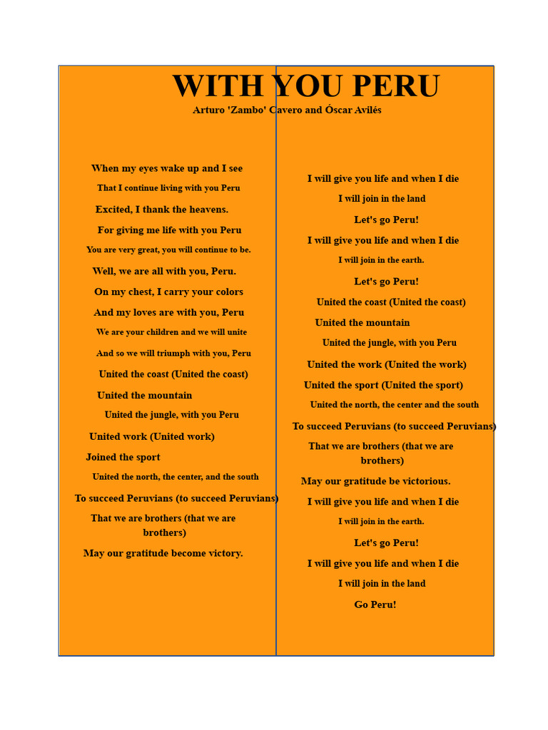 For Giving Me Life With You Peru | PDF