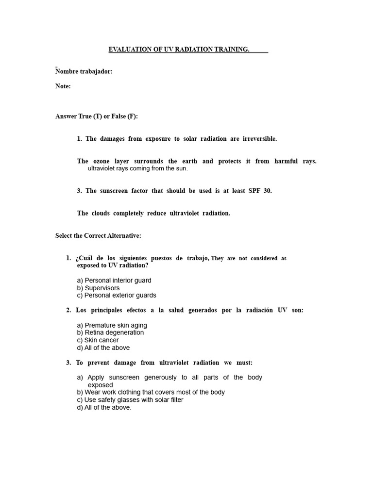 UV Radiation Assessment | PDF