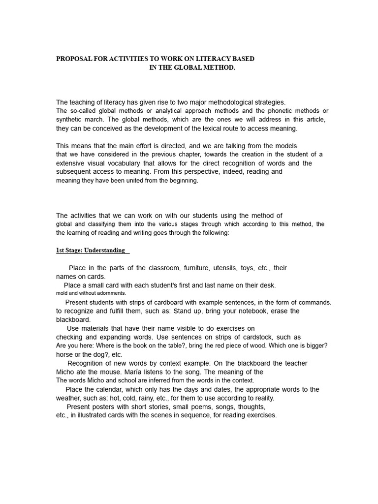 Pedagogical Activities For Learning To Read in The Global Method | PDF ...
