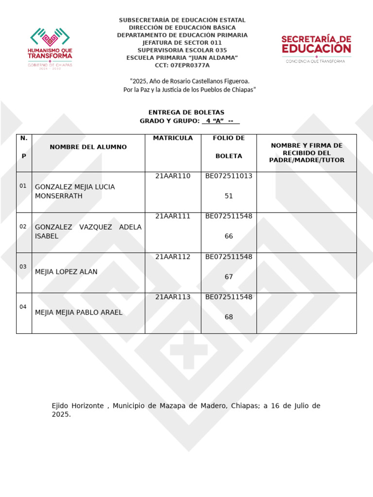 Acuse Entrega Boletas y Certificados | PDF | Educación primaria | Etapas educativas