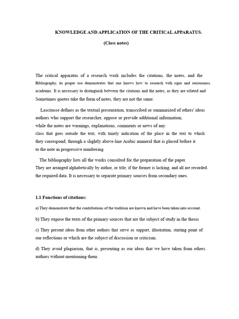Knowledge and Application of The Critical Apparatus. | PDF | Citation ...