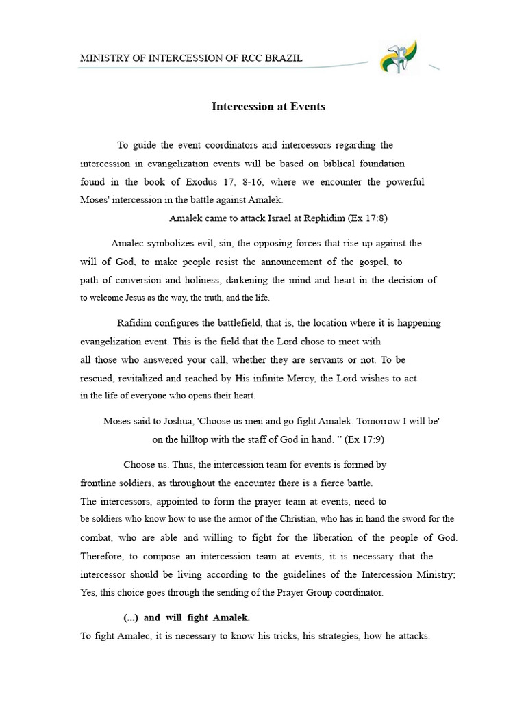 Intercession Strategies for RCC Events | PDF | Intercession | Prayer