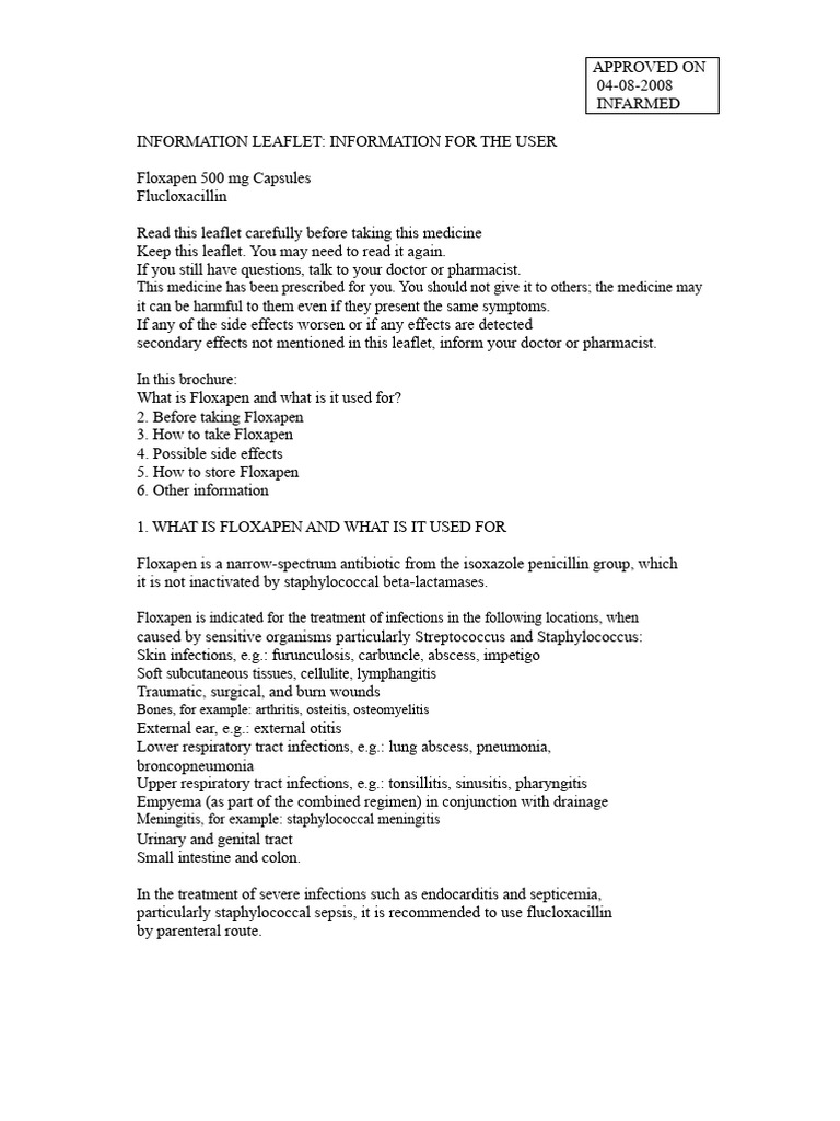 Floxapen | PDF | Diseases And Disorders | Clinical Medicine
