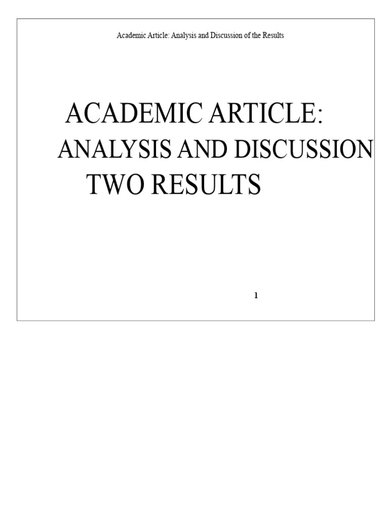 Academic Article - Analysis and Discussion of The Results PDF | PDF ...