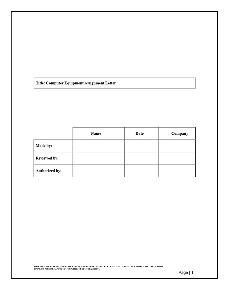 FO-DT-002 Computer Equipment Assignment Letter | PDF | Computer ...
