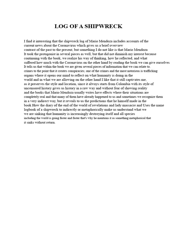 Log of A Shipwreck | PDF