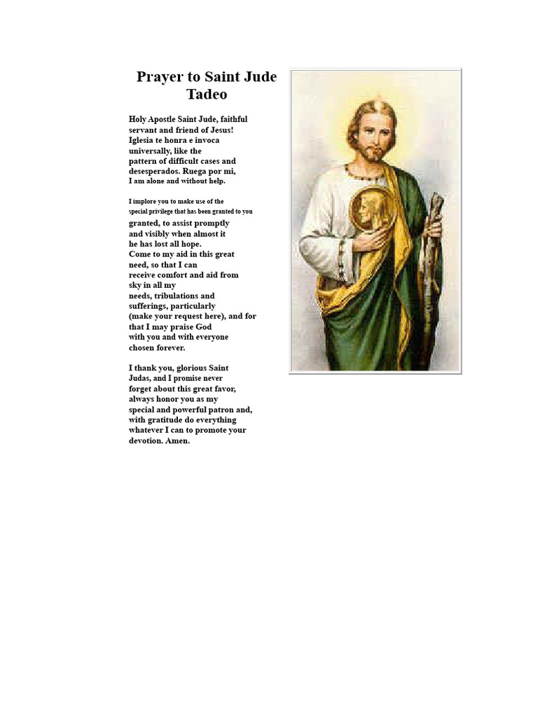 Prayer for Help to Saint Jude | PDF
