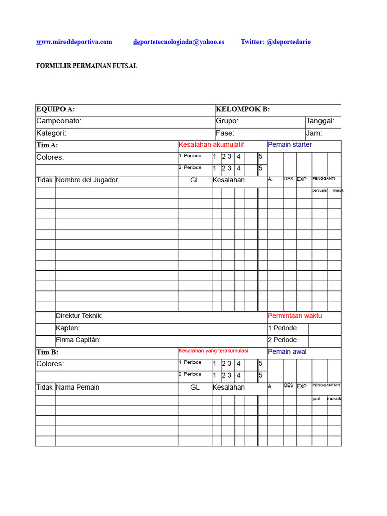 Formulir Futsal PDF | PDF