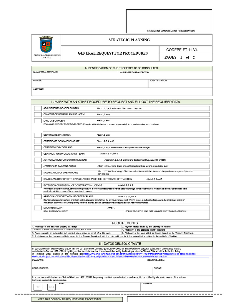 Chía Municipal Document Management Guide | PDF