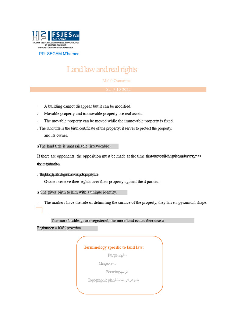 Notes On Land Law | PDF | Debtor | Mortgages