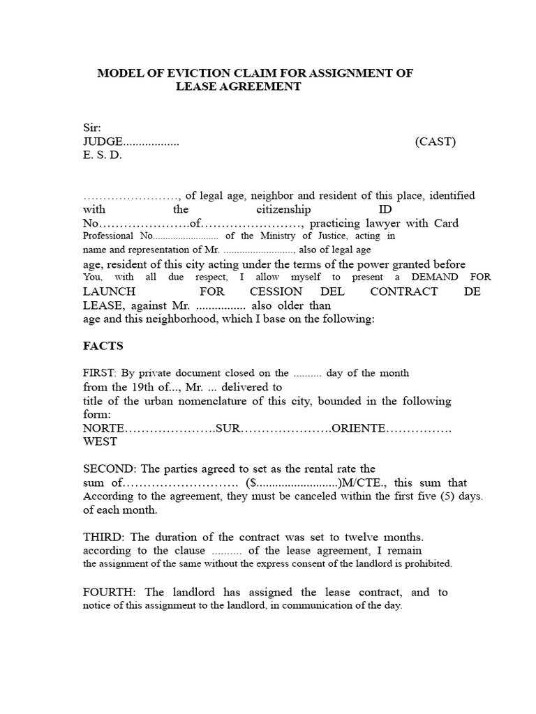 Launch Demand For Assignment of Lease Agreement | PDF | Lease | Landlord