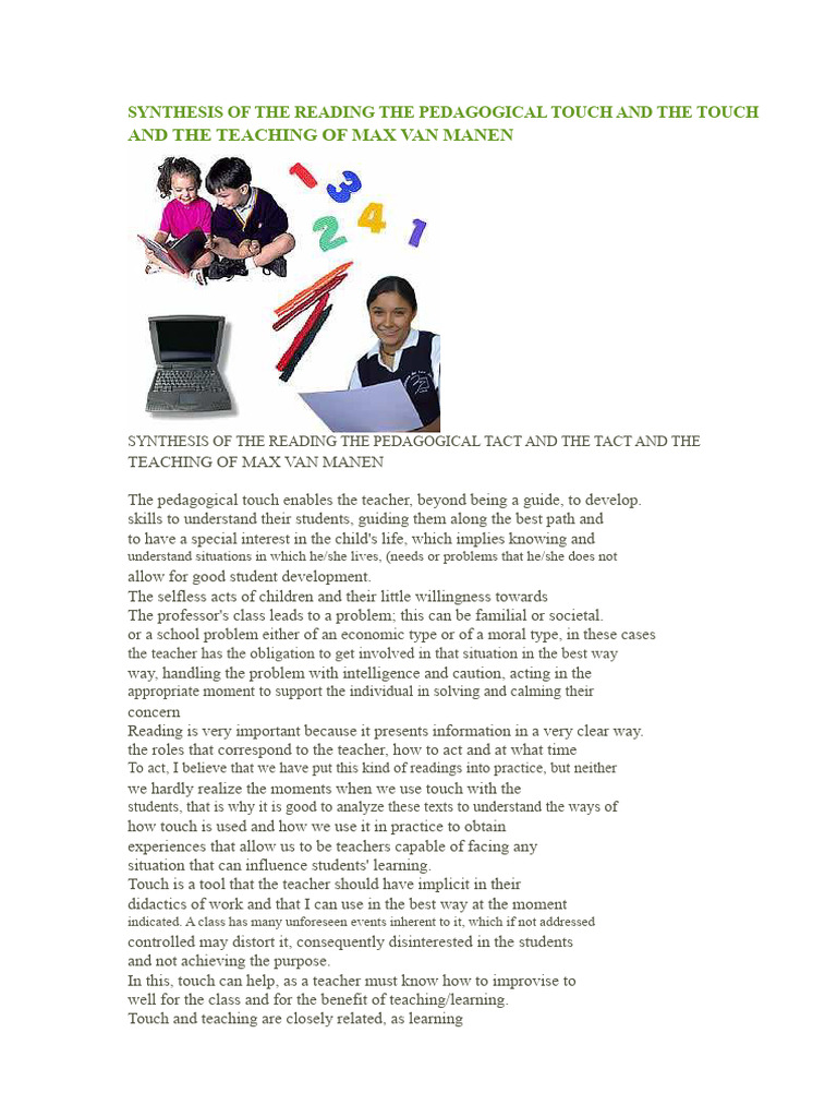 Synthesis of The Reading The Pedagogical Touch and The Touch and ...