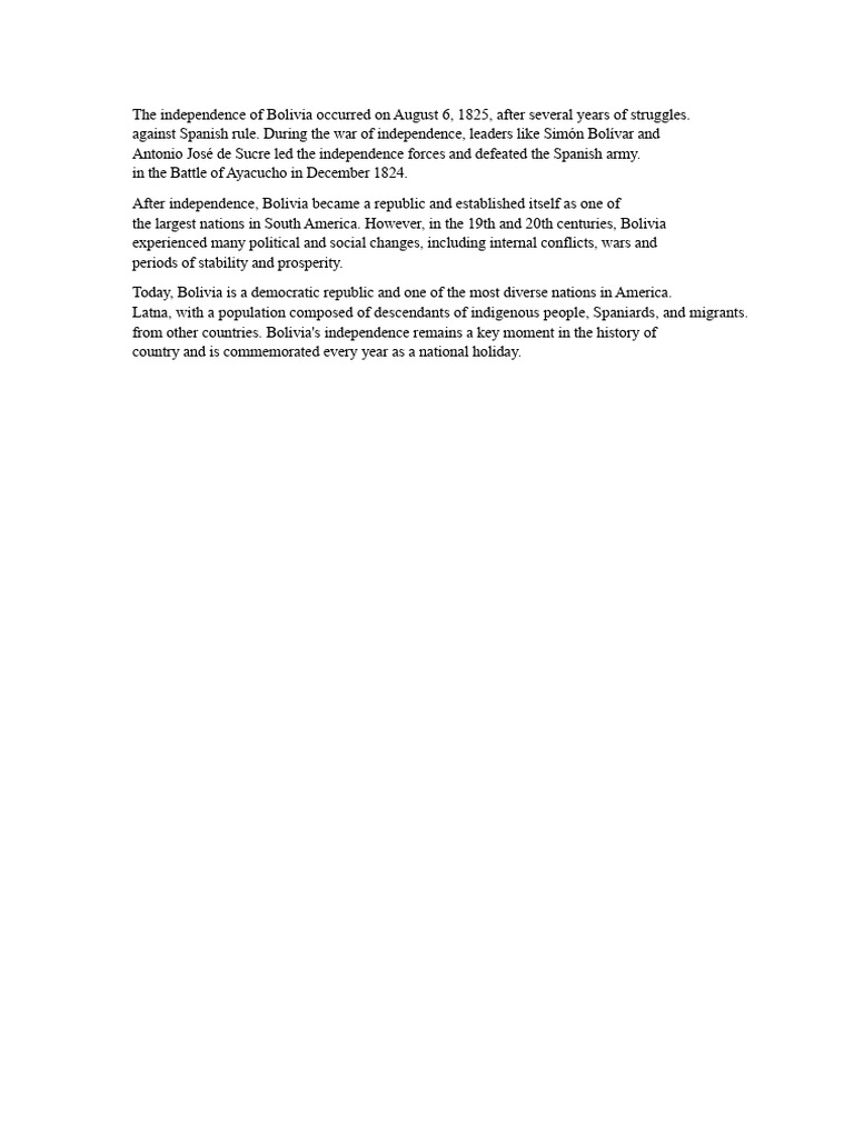 Bolivia's Independence: Key Events and Leaders | PDF