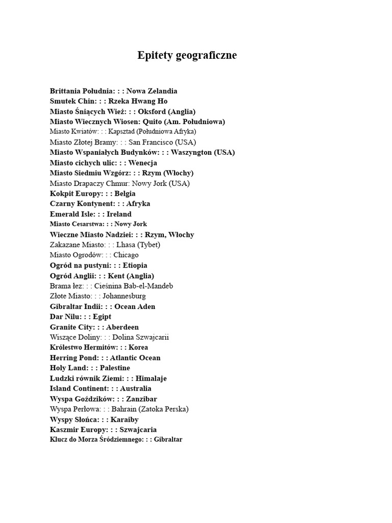 Epitet Geograficzny | PDF