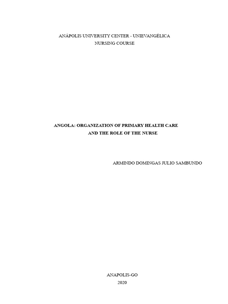 Angola's Primary Health Care & Nursing Role | PDF | Health Care ...