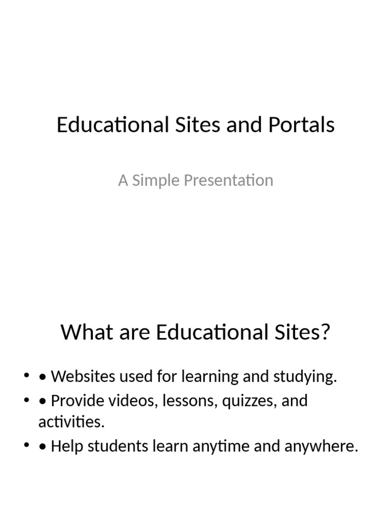 Educational Sites and Portals Presentation | PDF
