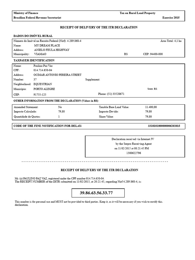 ITR Receipt 2015 | PDF | Taxes | Government Finances
