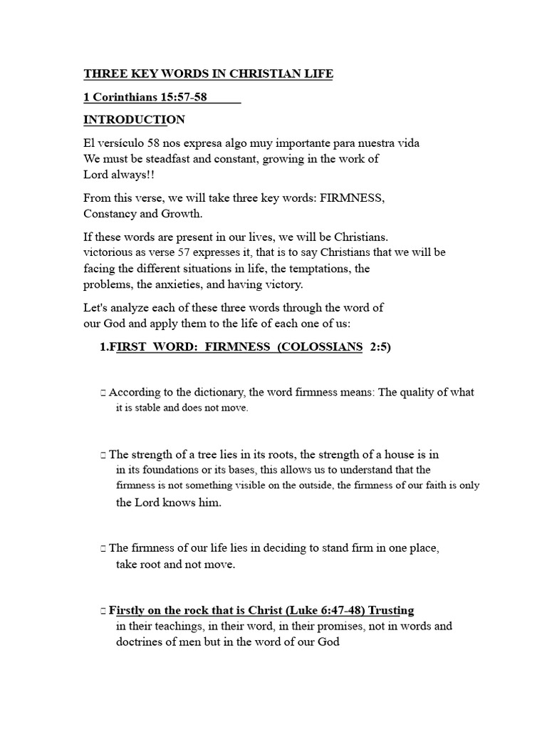 Three Key Words in Christian Life | PDF | Jesus | God In Christianity