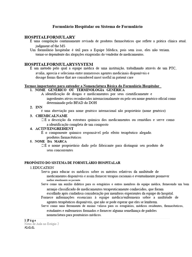 Guia Completo do Formulário Hospitalar | PDF | Receita médica | Farmácia