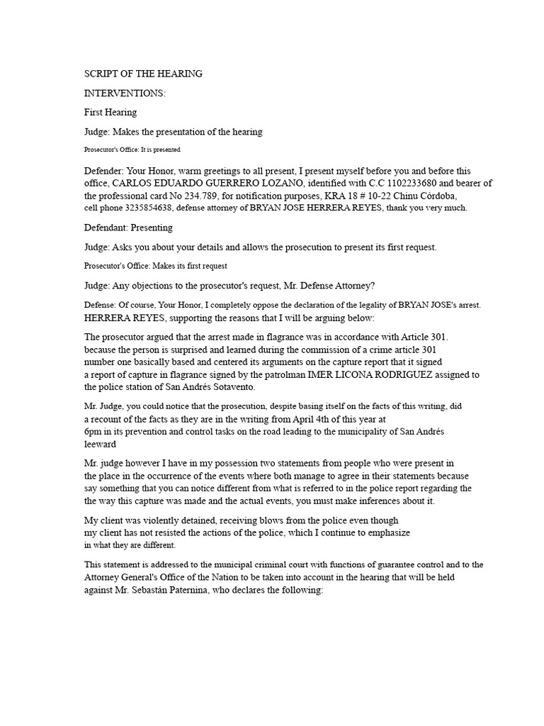 Script of The Hearing | PDF | Prosecutor | Judge
