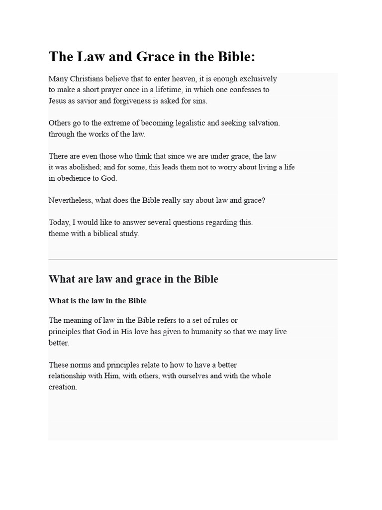 Law and Grace | PDF | Grace In Christianity | Salvation