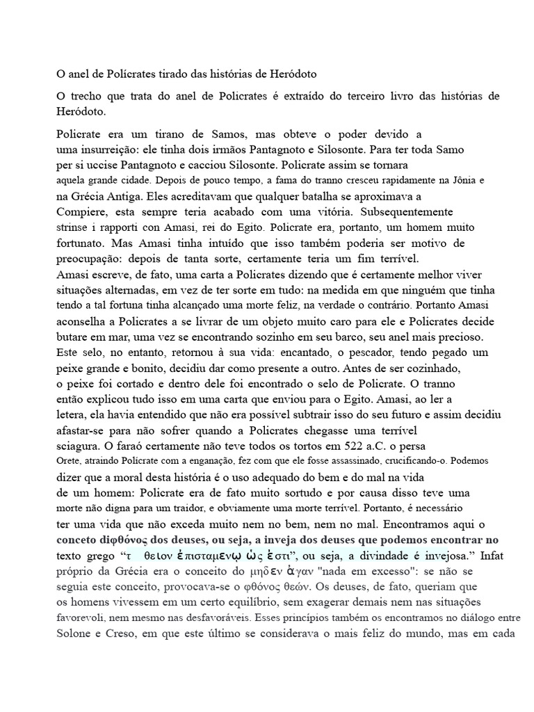 O anel de Polícrates. | PDF | Édipo | Ésquilo