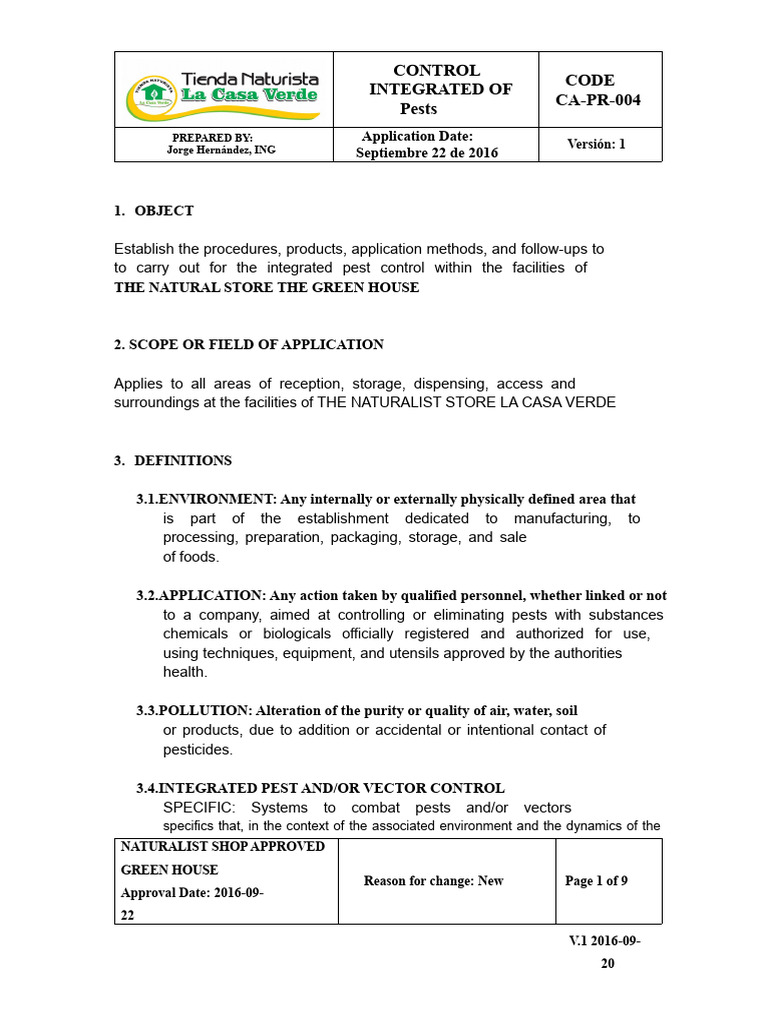 Pest Control Program Natural Store | PDF | Pest Control | Pest (Organism)