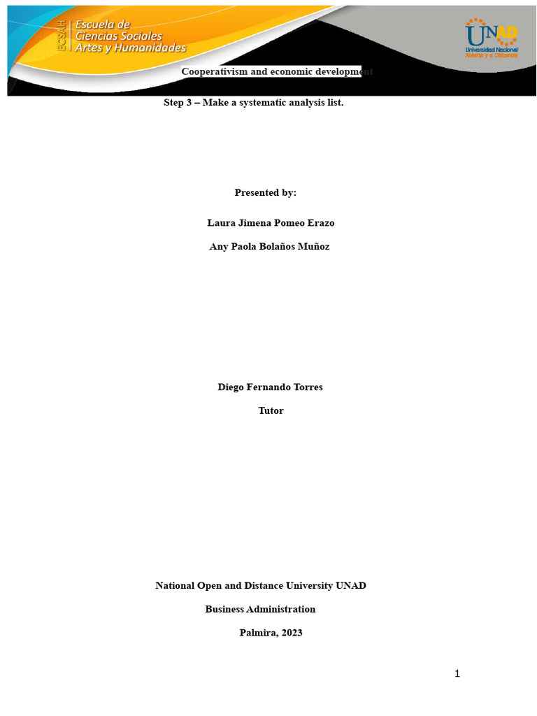 Step 3 - Make A Systematic Analysis List.-Group | PDF | Cooperative ...