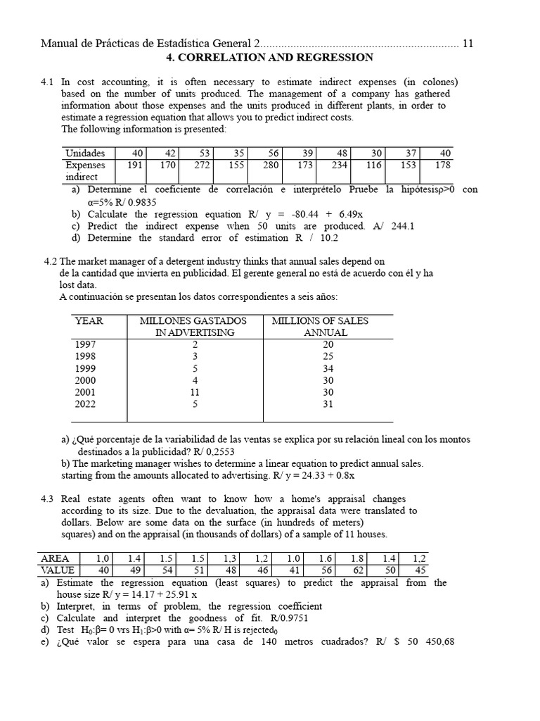 Exercises | PDF | Coefficient Of Determination | Linear Regression